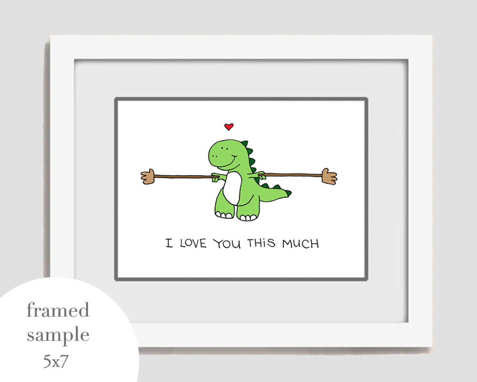 T-rex Dinosaur I Love You This Much Print 5x7 Print - Etsy