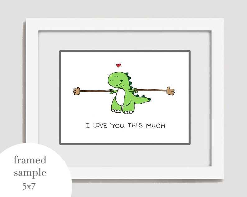 T-rex Dinosaur I Love You This Much Print 5x7 Print - Etsy
