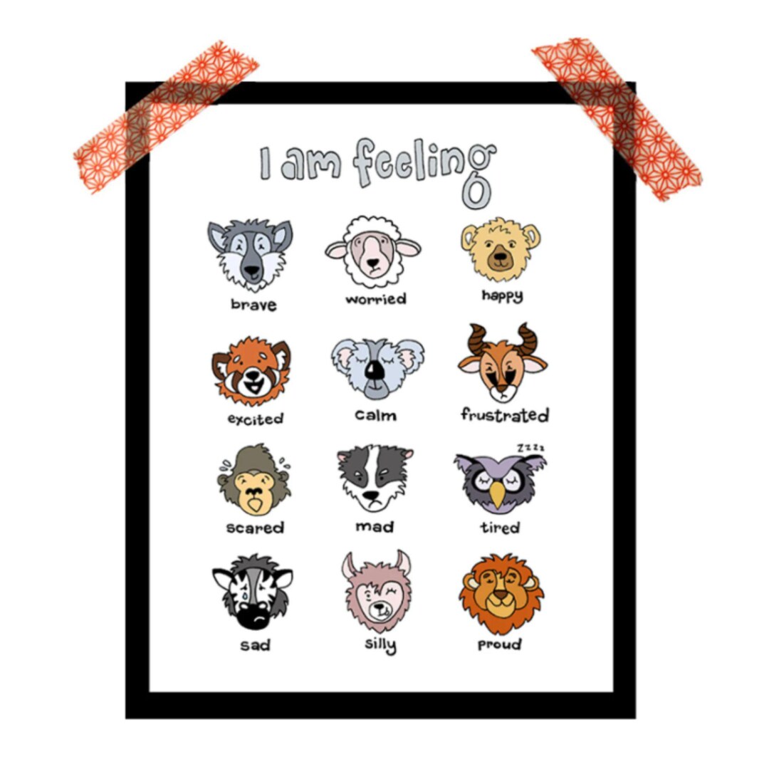 Kids Feelings Poster, Nursery, Playroom Calming Corner, 8x10 ...