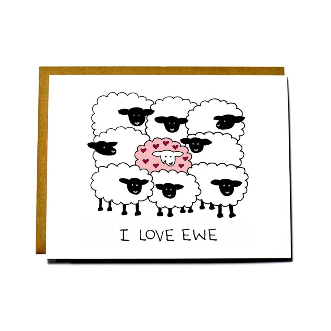 I Love You, I Love Ewe Card, Sheep, Funny Valentine's Day Card - Etsy
