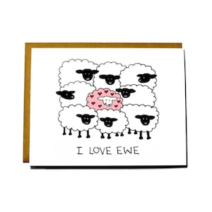 I Love You, I Love Ewe Card, Sheep, Funny Valentine's Day Card - Etsy