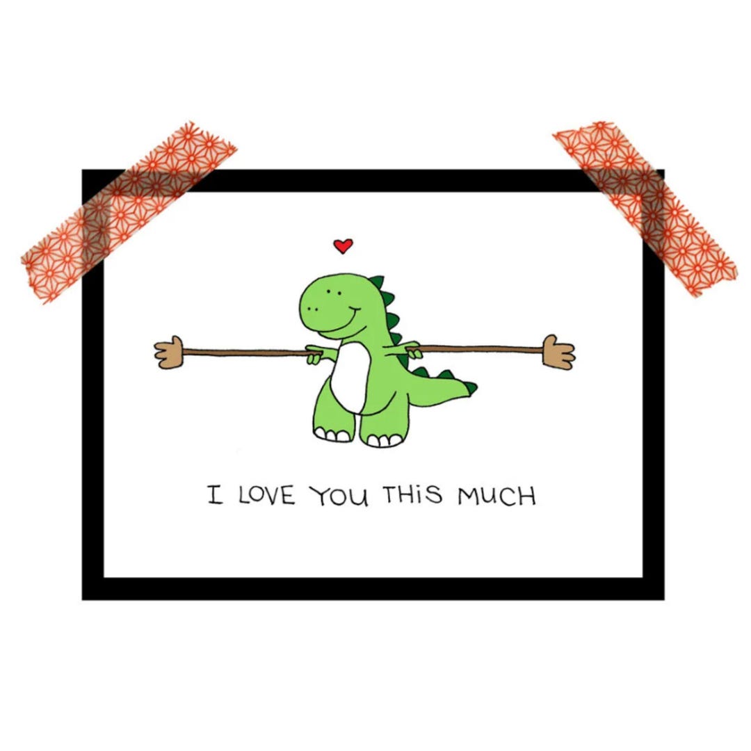 T-rex, Dinosaur I Love You This Much Print, 5x7 Print, Children's Art ...