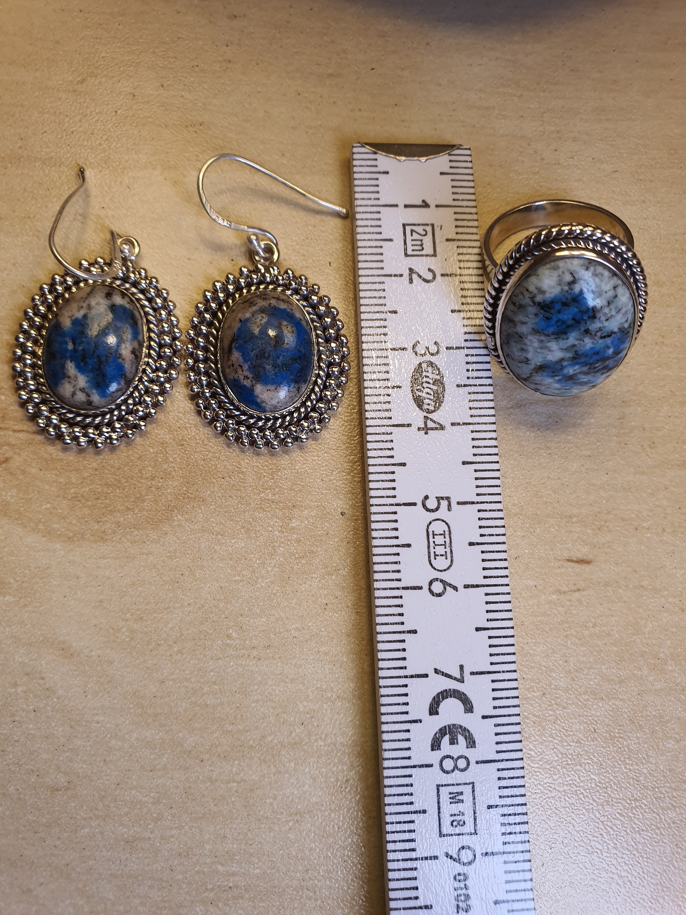 RARE! K2 Stone 925 Silver Jewelry Set - Rings and Earrings. Big Matched ...