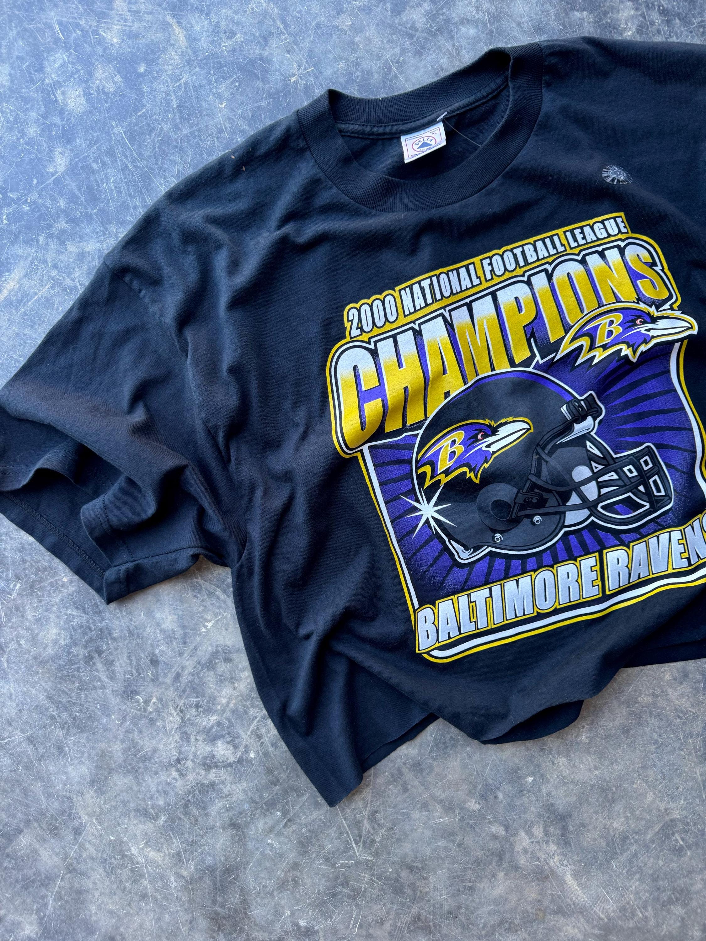 Vintage 00’s Baltimore Ravens NFL Football 2000 Champions Custom Crop T ...
