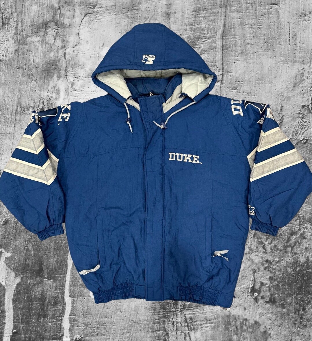 Vintage 90s Very Rare Starter Duke University Blue Devils Puffer Zip ...