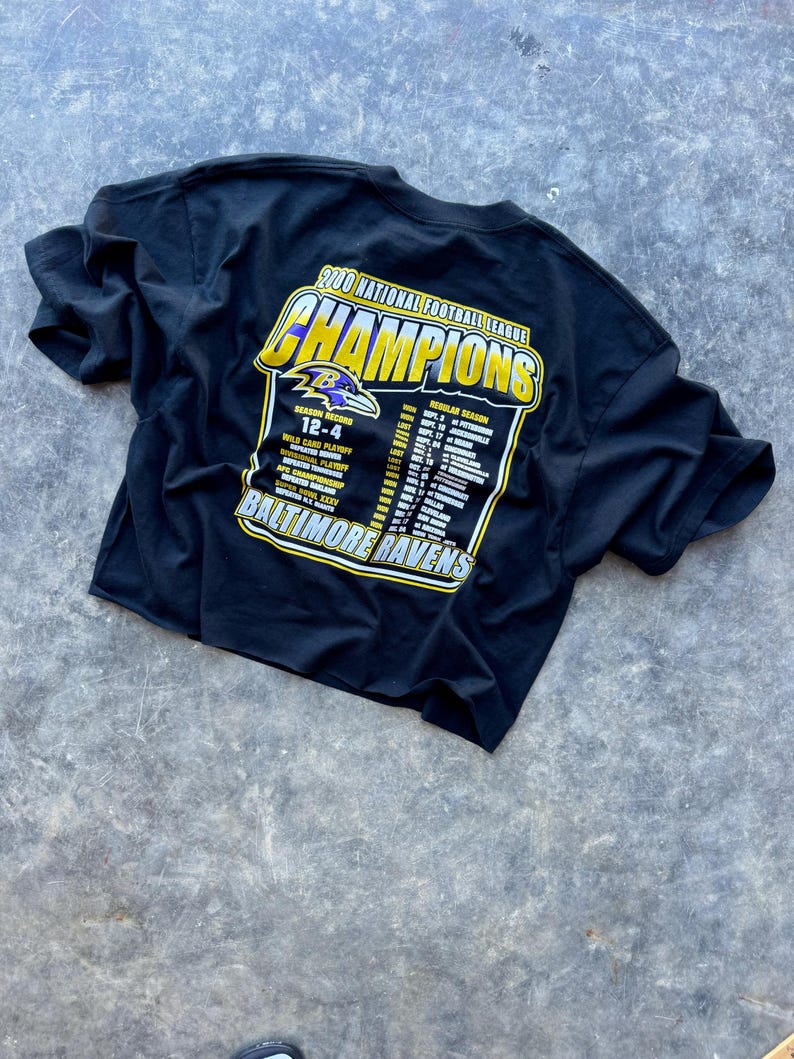Vintage 00’s Baltimore Ravens NFL Football 2000 Champions Custom Crop T ...