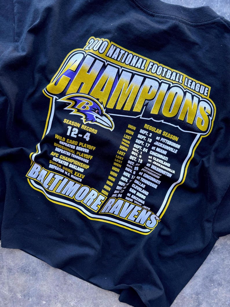 Vintage 00’s Baltimore Ravens NFL Football 2000 Champions Custom Crop T ...