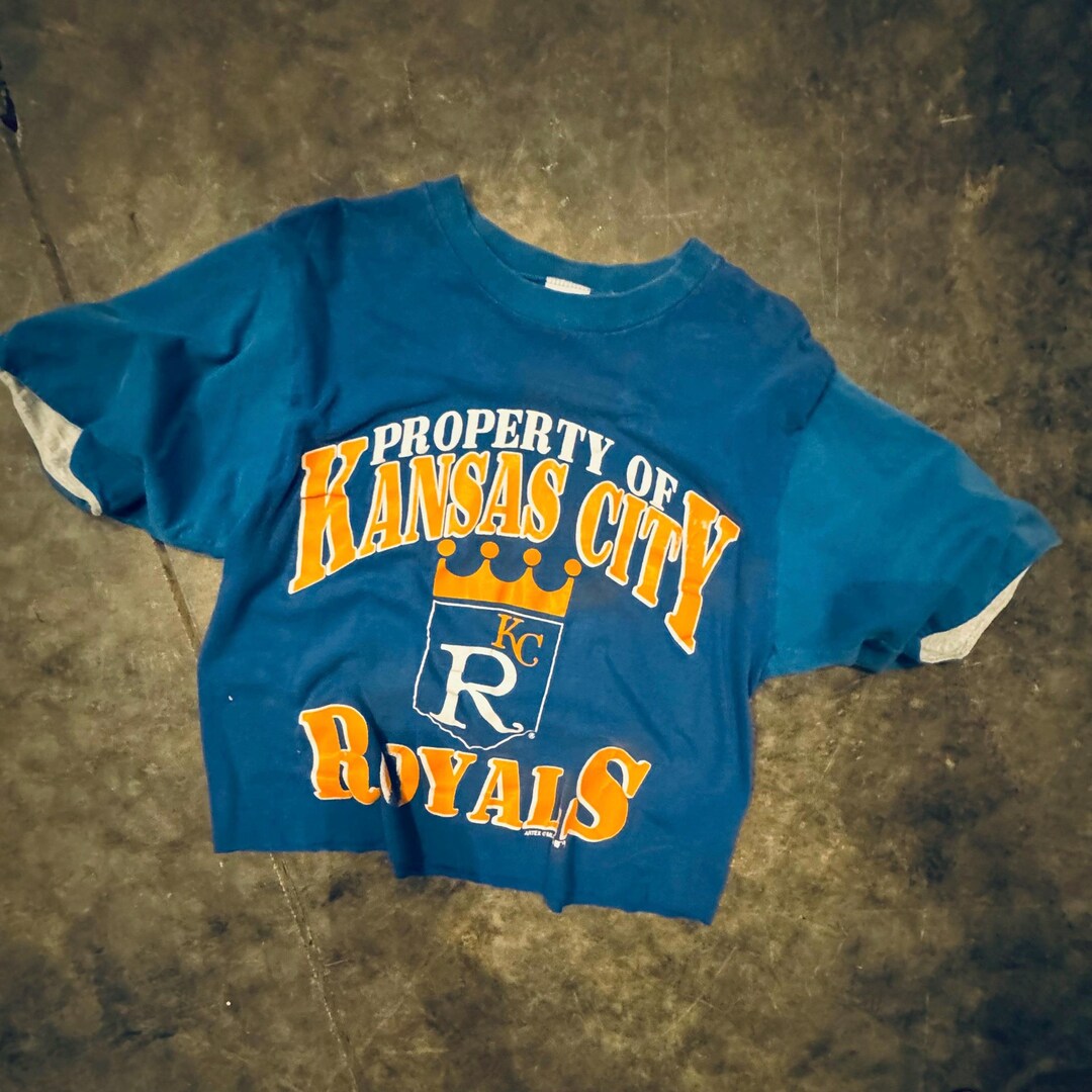 Vintage 80’s Rare Kansas City Royals MLB Baseball Cistom Crop Tee ...