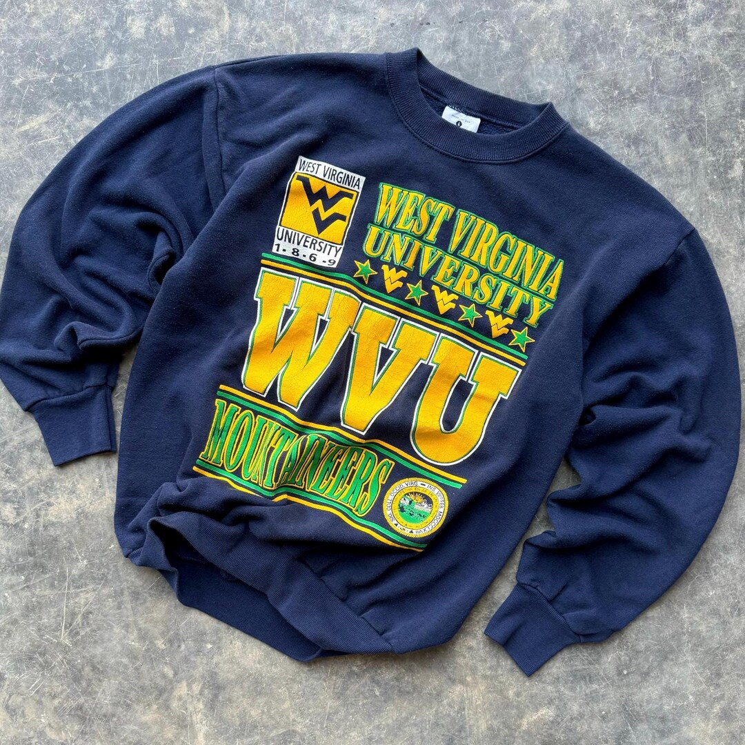Vintage 90s West Virginia University Mountaineers Crewneck Sweatshirt ...