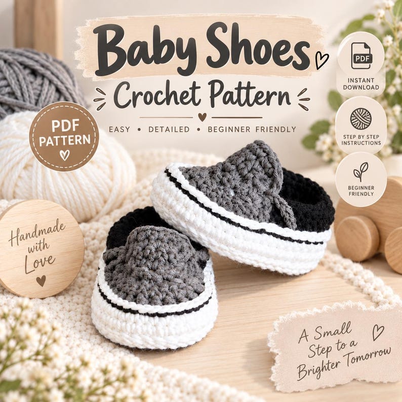 Crochet Baby Sneaker Pattern PDF | Baby Shoe Crochet Pattern | Newborn ...