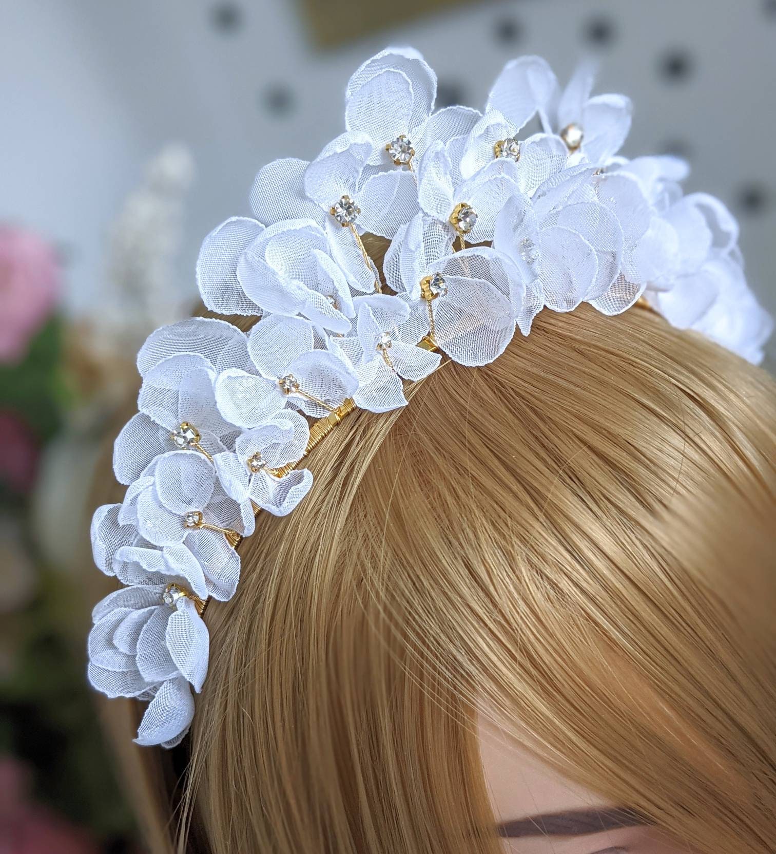 Boho Wedding Flower Crown, Delicate Bridal Flower Crown, Bridal Flower ...