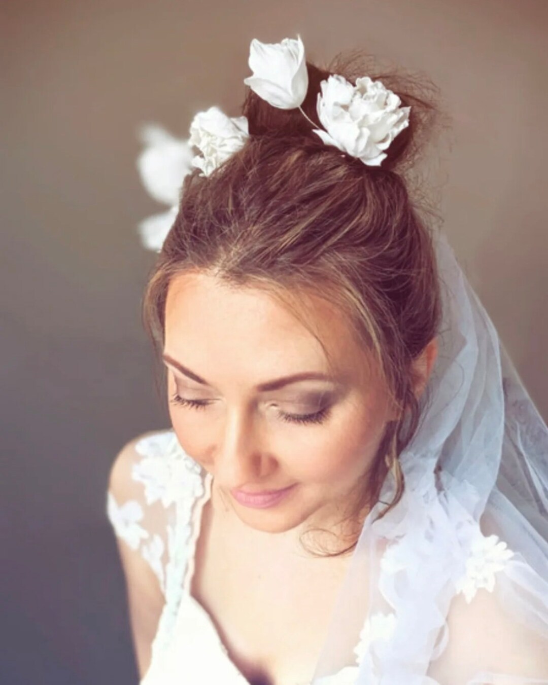 VICTORIA Minimalist Ivory Peony Wedding Hair Pins Bridal Hair ...