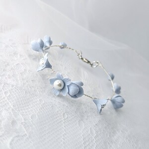 Blue Floral Bridal Set: Porcelain Flower Bracelet & Hair Pins - Etsy