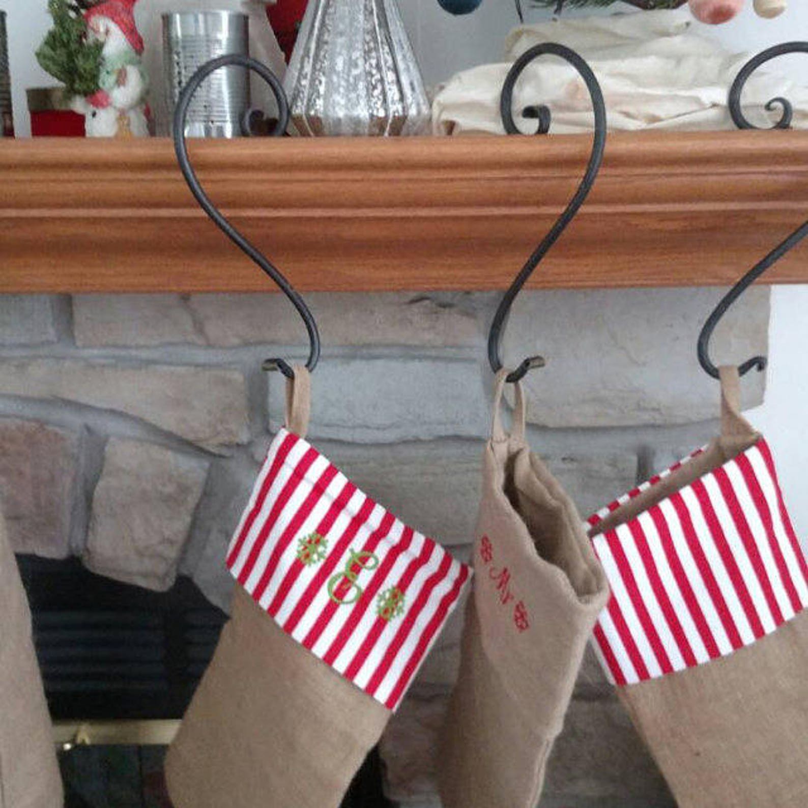 Christmas Stocking Hanger- Hand Forged Mantle Hook- ONE Hanger - Etsy