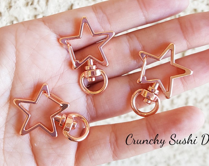 10 PCS Rose Gold Star Key Rings, Star Key Chains, Star Clasp, Kawaii ...