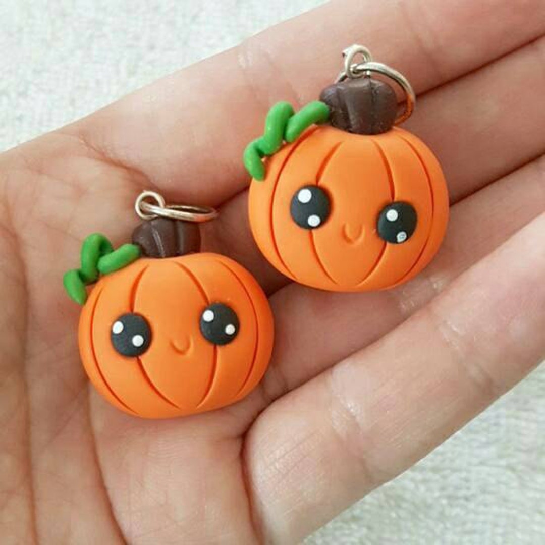 Kawaii Halloween Pumpkin, Pumpkin Polymer Clay Charm, Polymer Clay ...