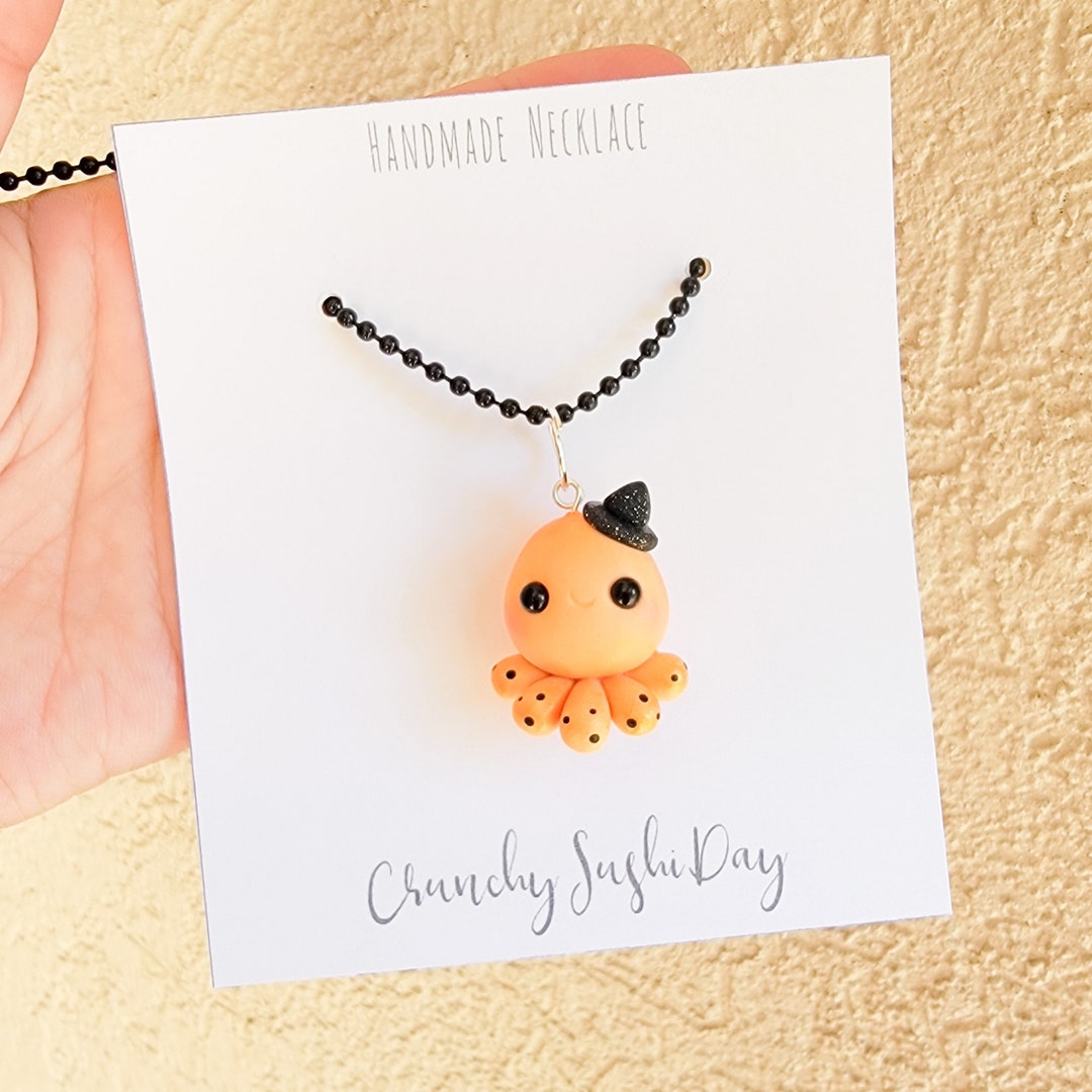 Kawaii Halloween Squid, Octopus Polymer Clay Charm, Polymer Clay ...