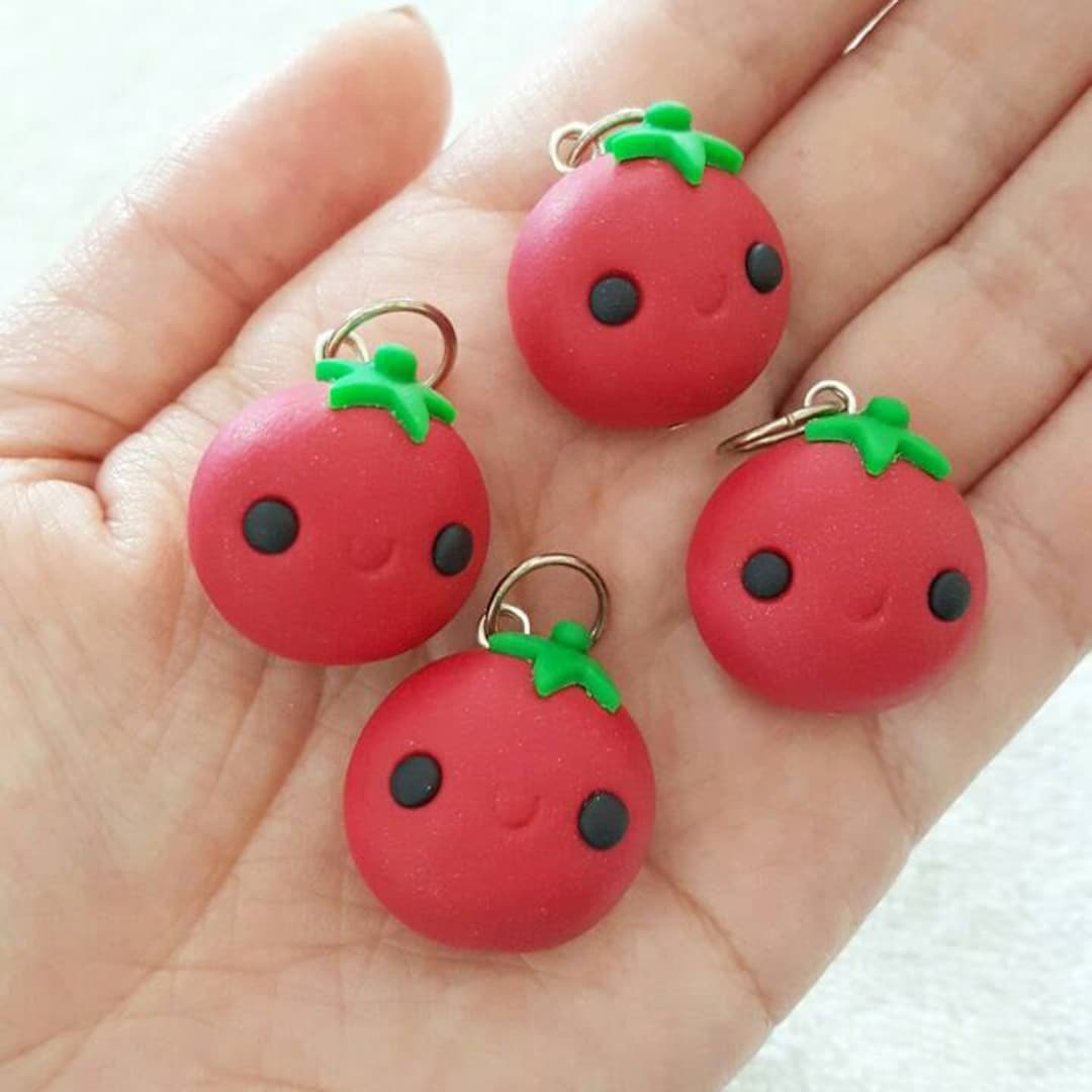 Tomato Charm, Tomatoe Polymer Clay Pendant, Food, Miniature Food Charm, DS Charm, Polymer Clay ...