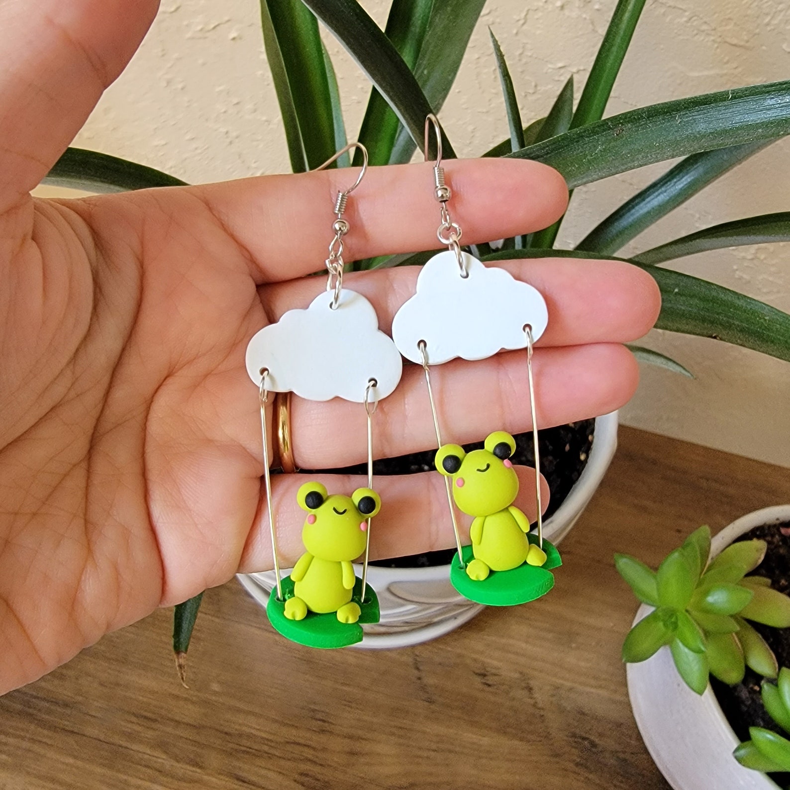 Cloud Frog Earrings, Cute Frog Earrings, Polymer Clay Earrings, Clay Earrings, Frog Jewelry ...