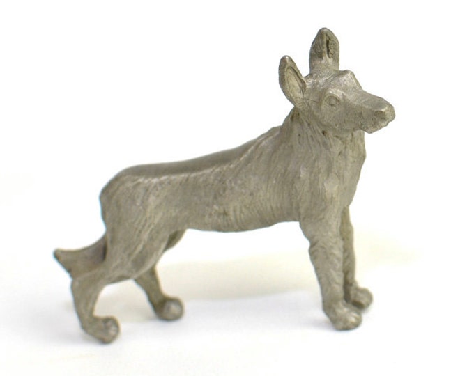 Pewter Dog Figurine by P. Davis, 1975 - German Shepherd or Collie ...
