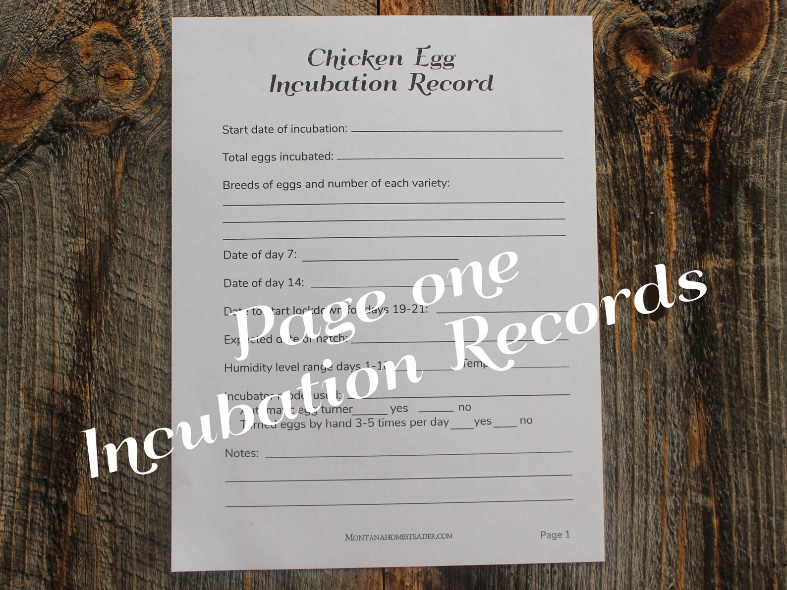 Chicken Egg Incubation Records Printable Forms Printer Friendly PDF ...