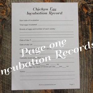 Chicken Egg Incubation Records Printable Forms Printer Friendly PDF ...