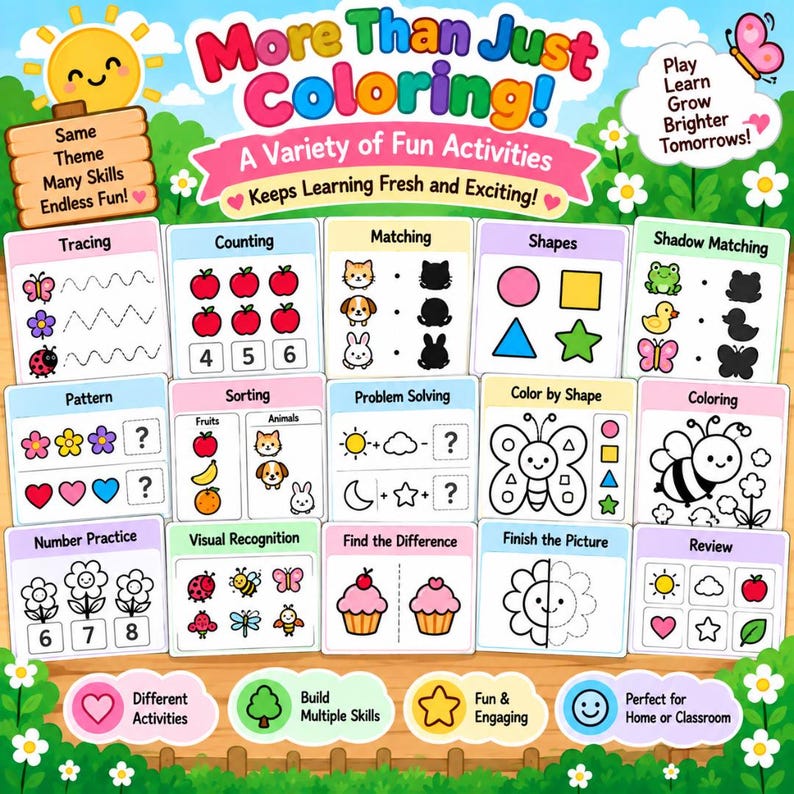 Preschool Worksheets Ages 3–6, 20 Printable Learning Activities ...