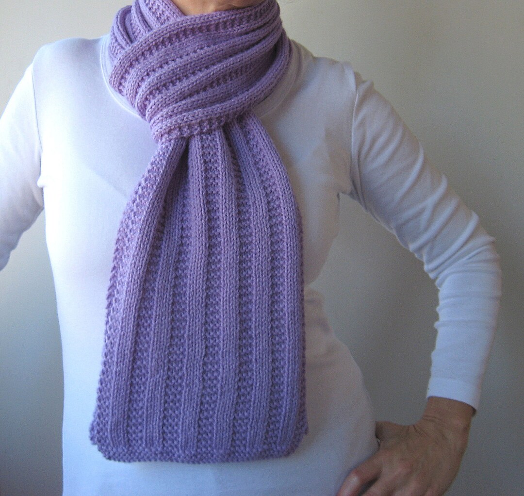 KNITTING PATTERN Garter Ribbed Scarf one Size Digital - Etsy
