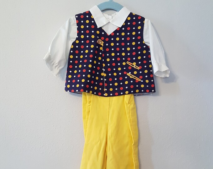 Vintage Boys Yellow Overalls, White Shirt, and Polka Dot Vest by C.I ...