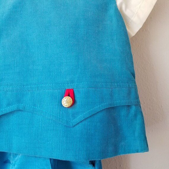 Vintage Turquoise Blue Corduroy Overalls and Vest wit… - Gem