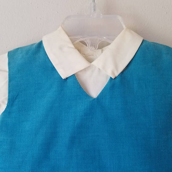 Vintage Turquoise Blue Corduroy Overalls and Vest wit… - Gem