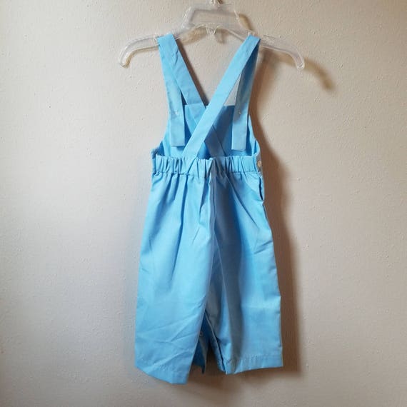 Vintage Girls Blue Overalls and Retro Plaid and Print… - Gem