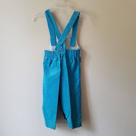 Vintage Turquoise Blue Corduroy Overalls and Vest wit… - Gem