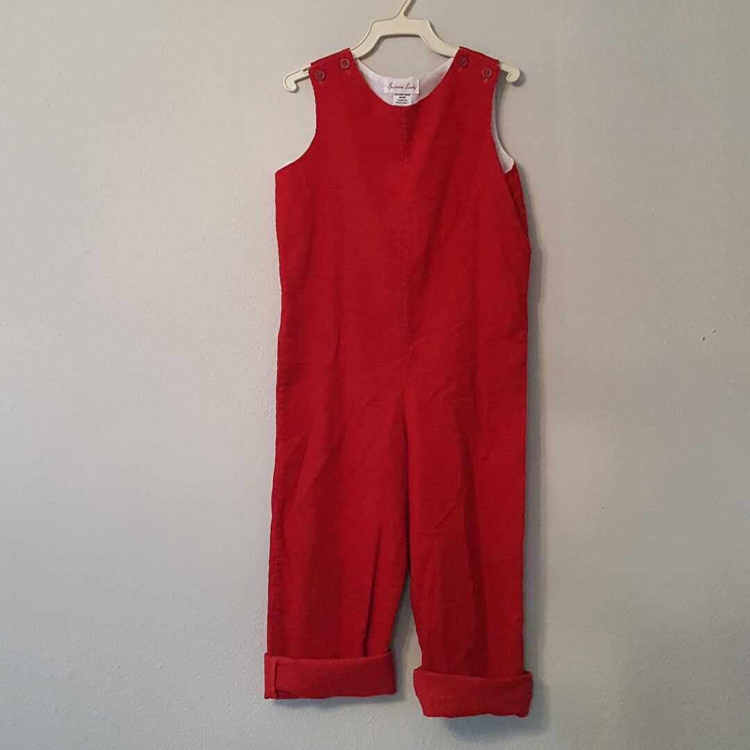 Vintage Red Corduroy Overalls by Susan Lively- Size 6- Unisex ...