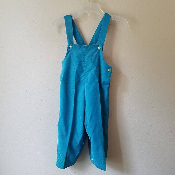 Vintage Turquoise Blue Corduroy Overalls and Vest wit… - Gem