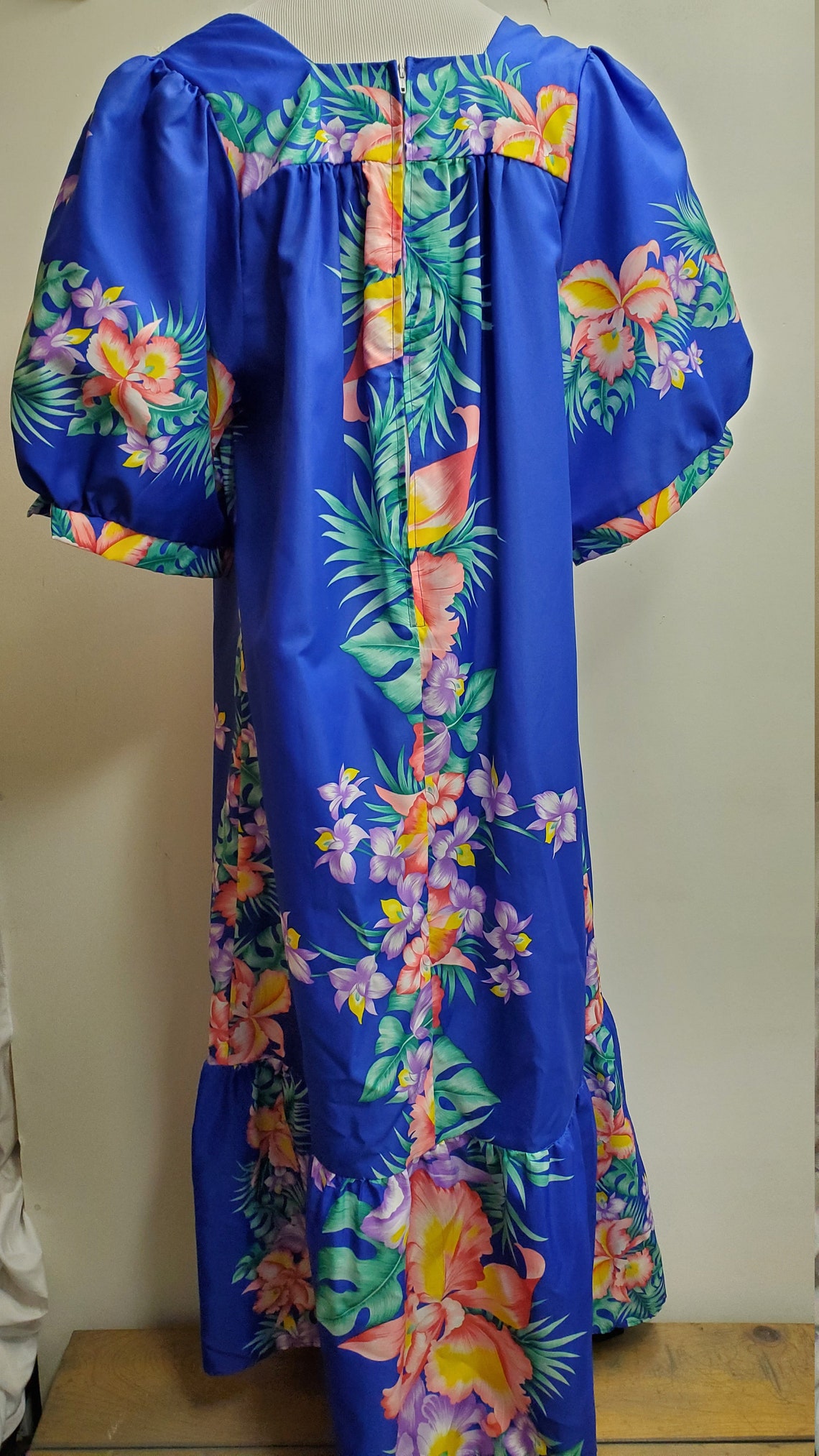 Vintage Woman's Bright Blue Hawaiian Mumu Day Dress by - Etsy