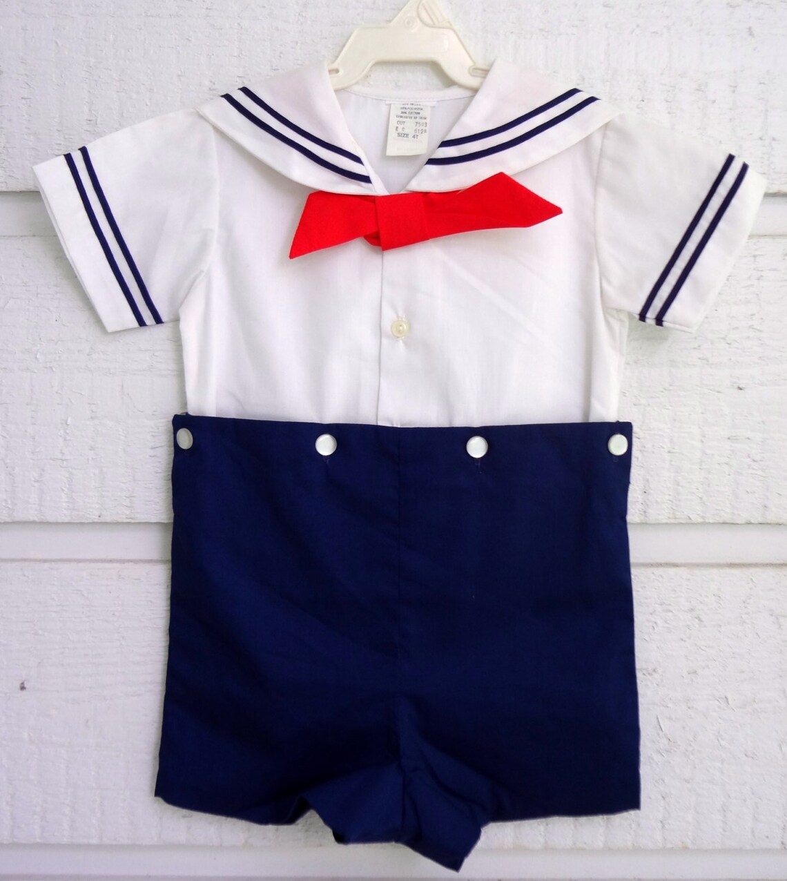 Vintage Boys Sailor Suit With White Shirt and Navy Blue Shorts - Etsy