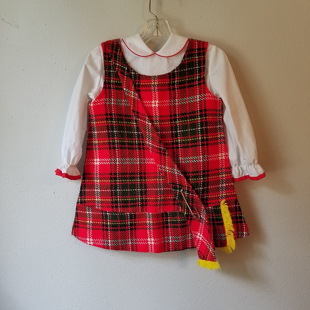 Vintage Girls Tartan Plaid Dress Set: Kilt Style, Size 2T - Etsy