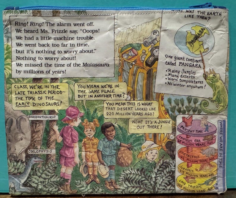 Upcycled Magic School Bus Dinosaurs Book Pages Zip Case - Etsy