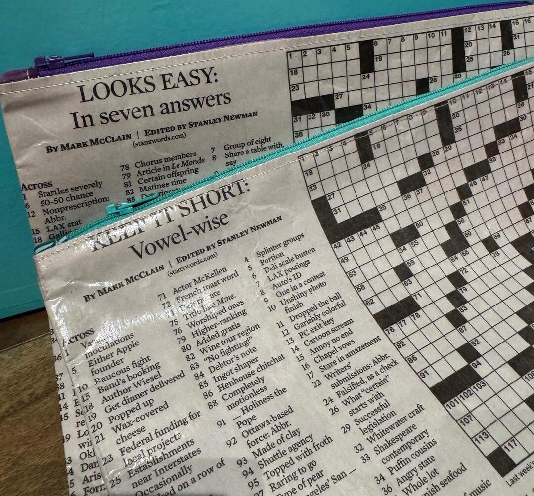 Upcycled Newspaper Sunday Crossword Puzzles Zip Case - Etsy