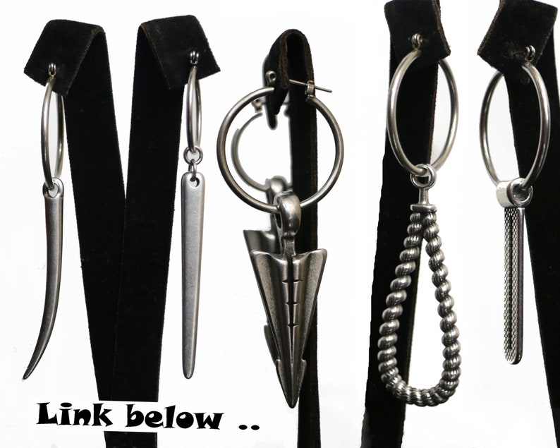 Dangle Long Thin Cross Sword on Ring Earrings. Sharp Punk - Etsy