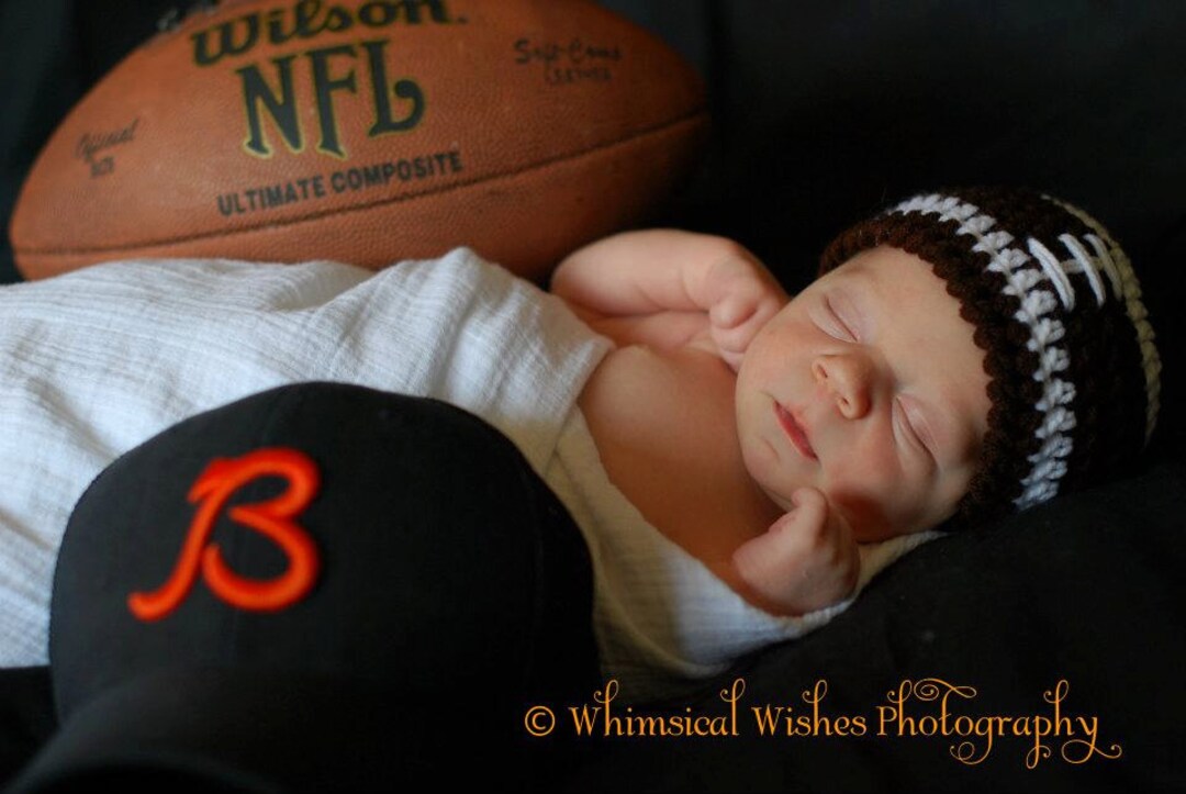 Crochet Brown White Football Baby Hat Boy or Girl Newborn Infant ...