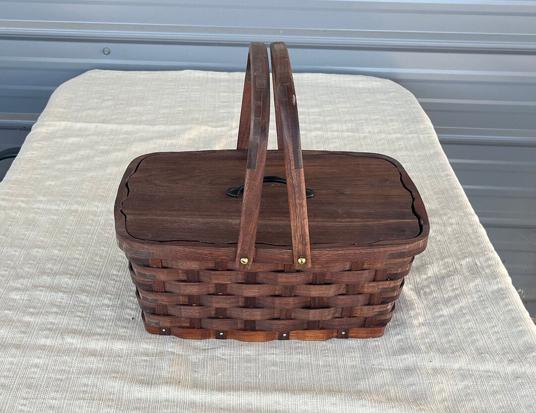 Wooden Sewing Basket,sewing Storage Basket With Liner and Lid, Sewing ...