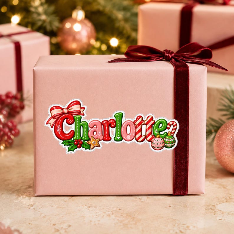 Personalized Christmas Sticker Labels, Custom Kids Name Decals, Cute ...