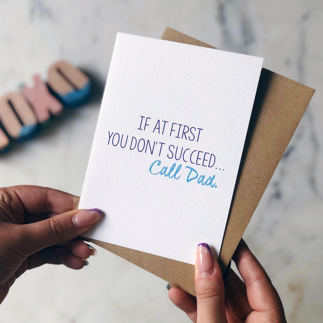 Dad Card, Dad Funny Birthday Card, Thanks Dad Card 'if at First You Don ...