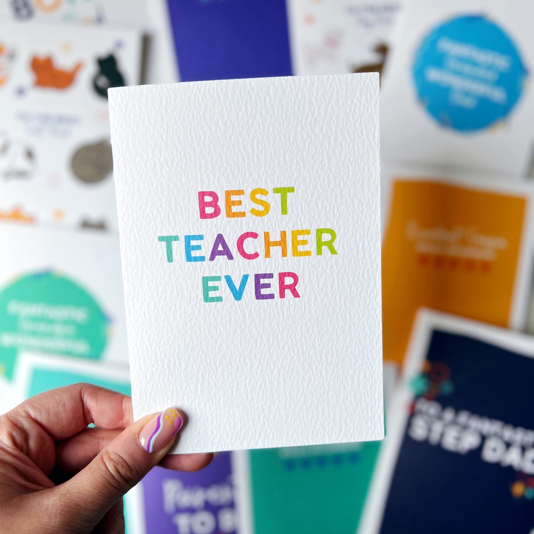 Best Teacher Ever Card, Teacher Card, Primary School Card, School Card ...