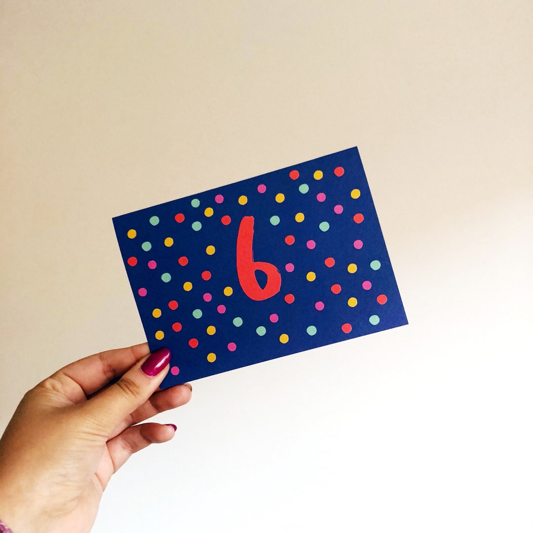 Colourful 6th Birthday Card - Etsy