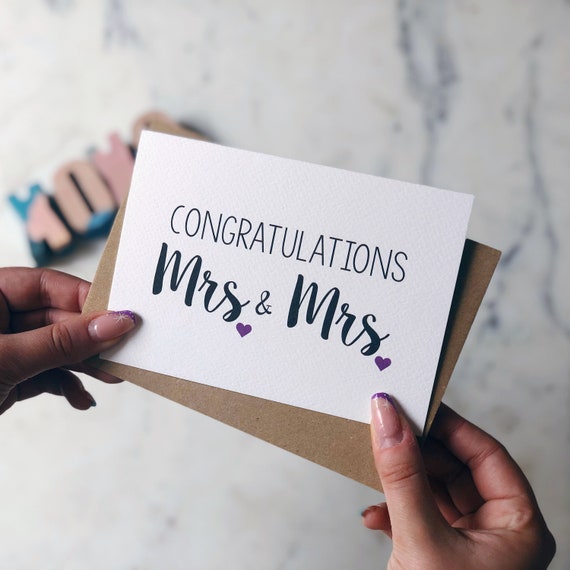 Congratulations Mrs and Mrs Wedding Card | Etsy