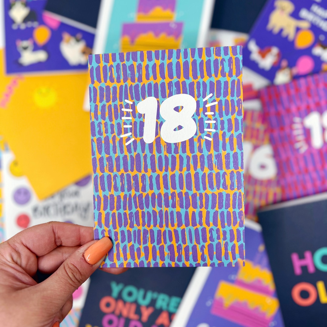 Colourful 18th Happy Birthday Card - Etsy