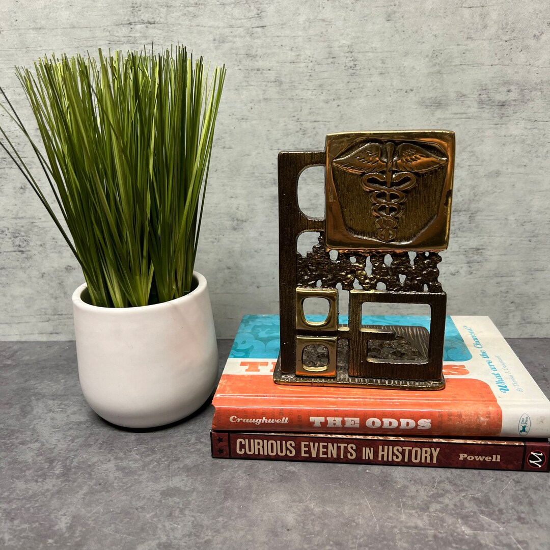 Single Brass Caduceus Medical Bookend - Israel - Etsy